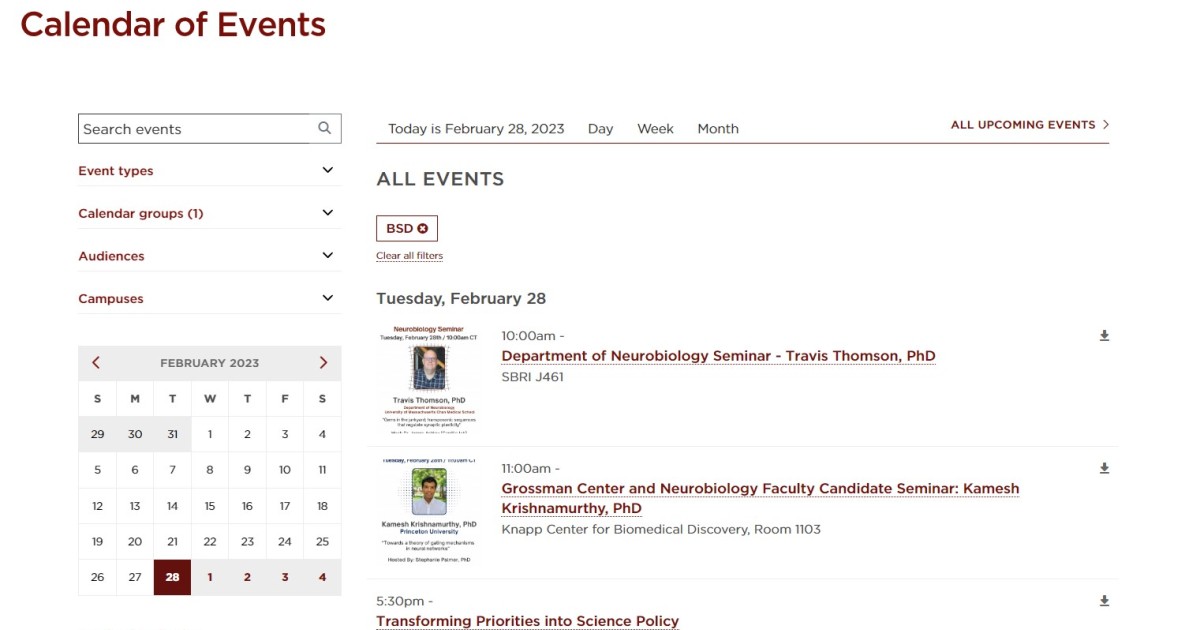 BSD migrates to University events calendar | Biological Sciences ...